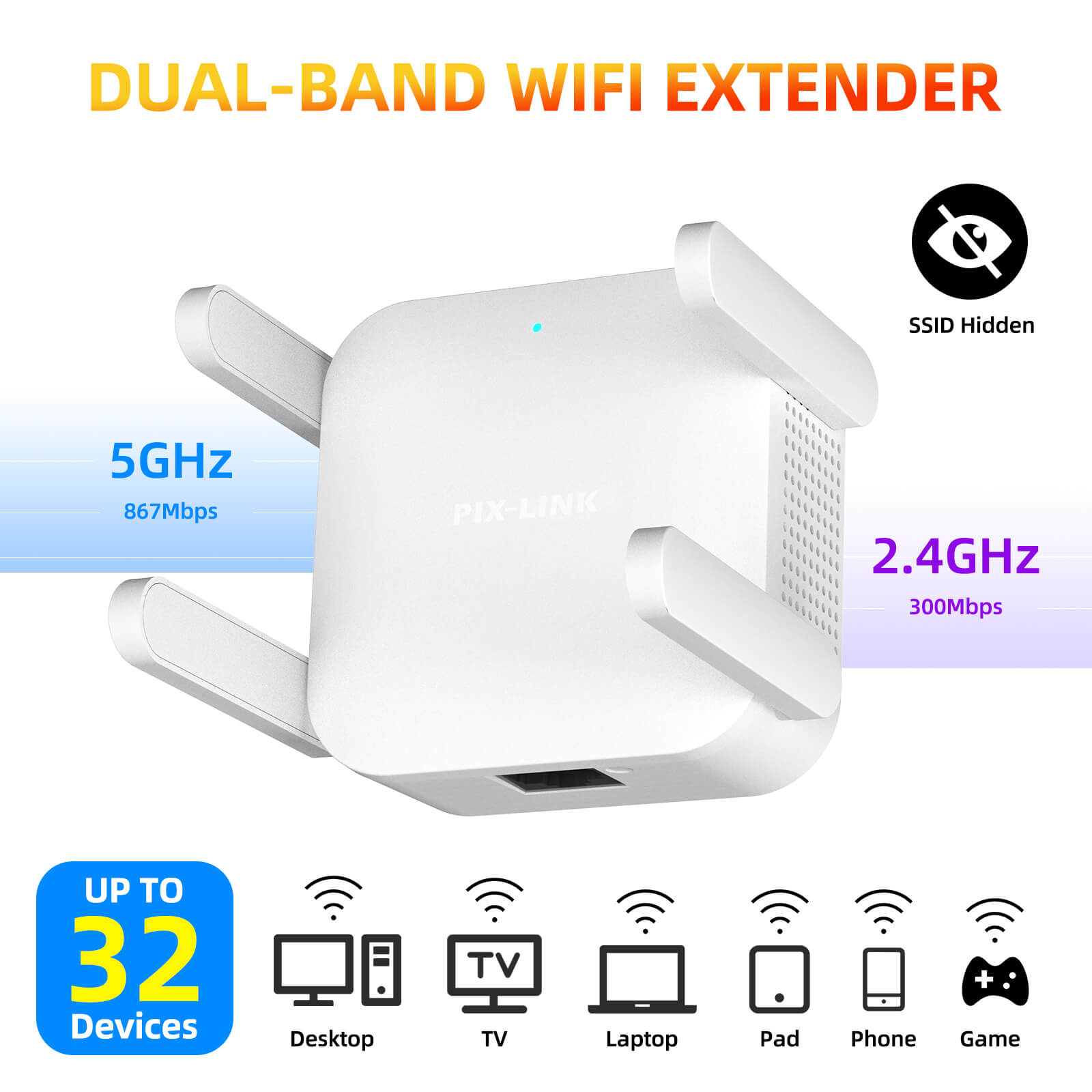 1200M WiFi Repeater AC28 – Pix-Link